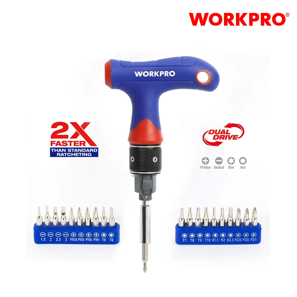 Bộ tua vít cầm tay chữ T Workpro - W021408