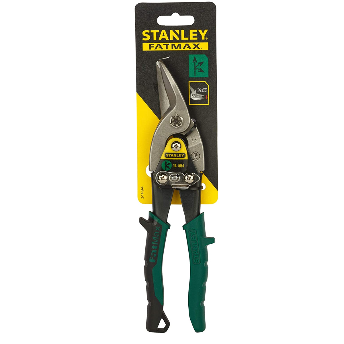 Kéo cắt tôn MAXSTEEL mũi cong phải 10in - cán xanh STANLEY 14-564-22