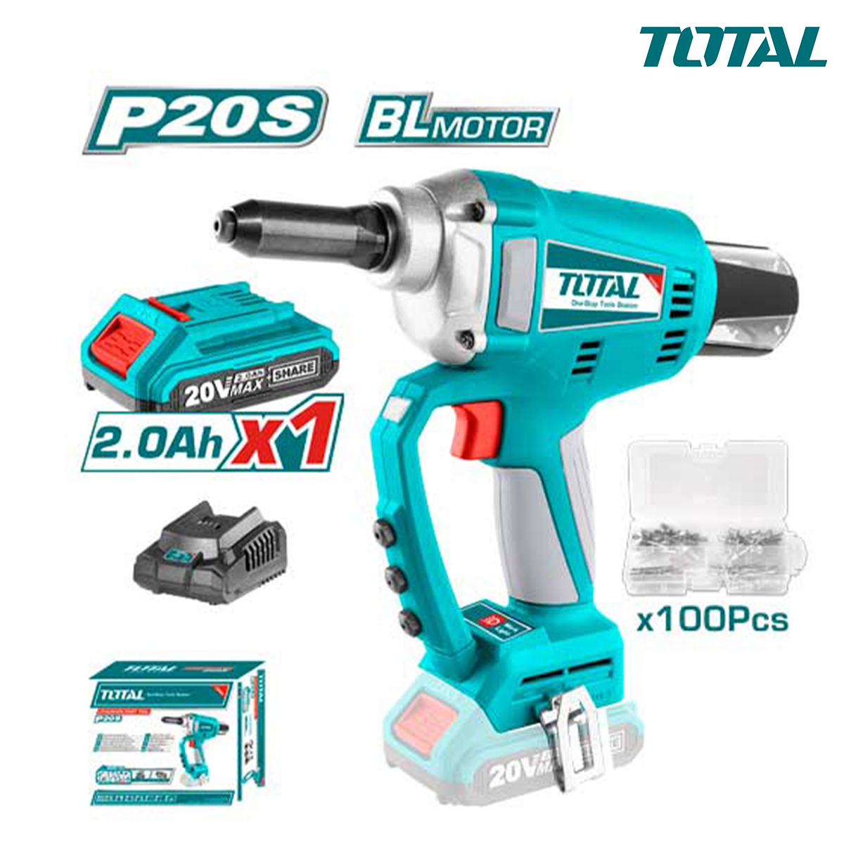Máy rút rivet dùng pin 20V TOTAL TRTLI20051