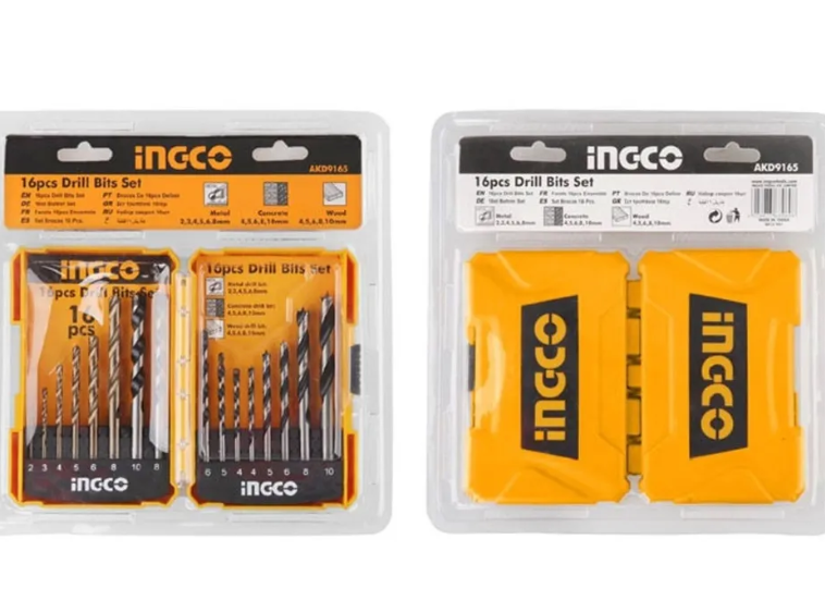 BỘ 16 MŨI KHOAN BÊ TÔNG, GỖ, KIM LOẠI INGCO AKD9165