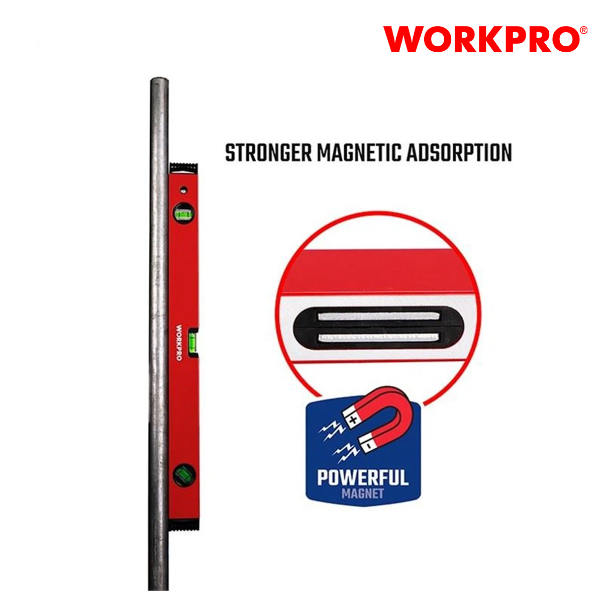 Thước thủy có từ tính, bằng nhôm, dạng hộp, kích thước 400mm Workpro ...