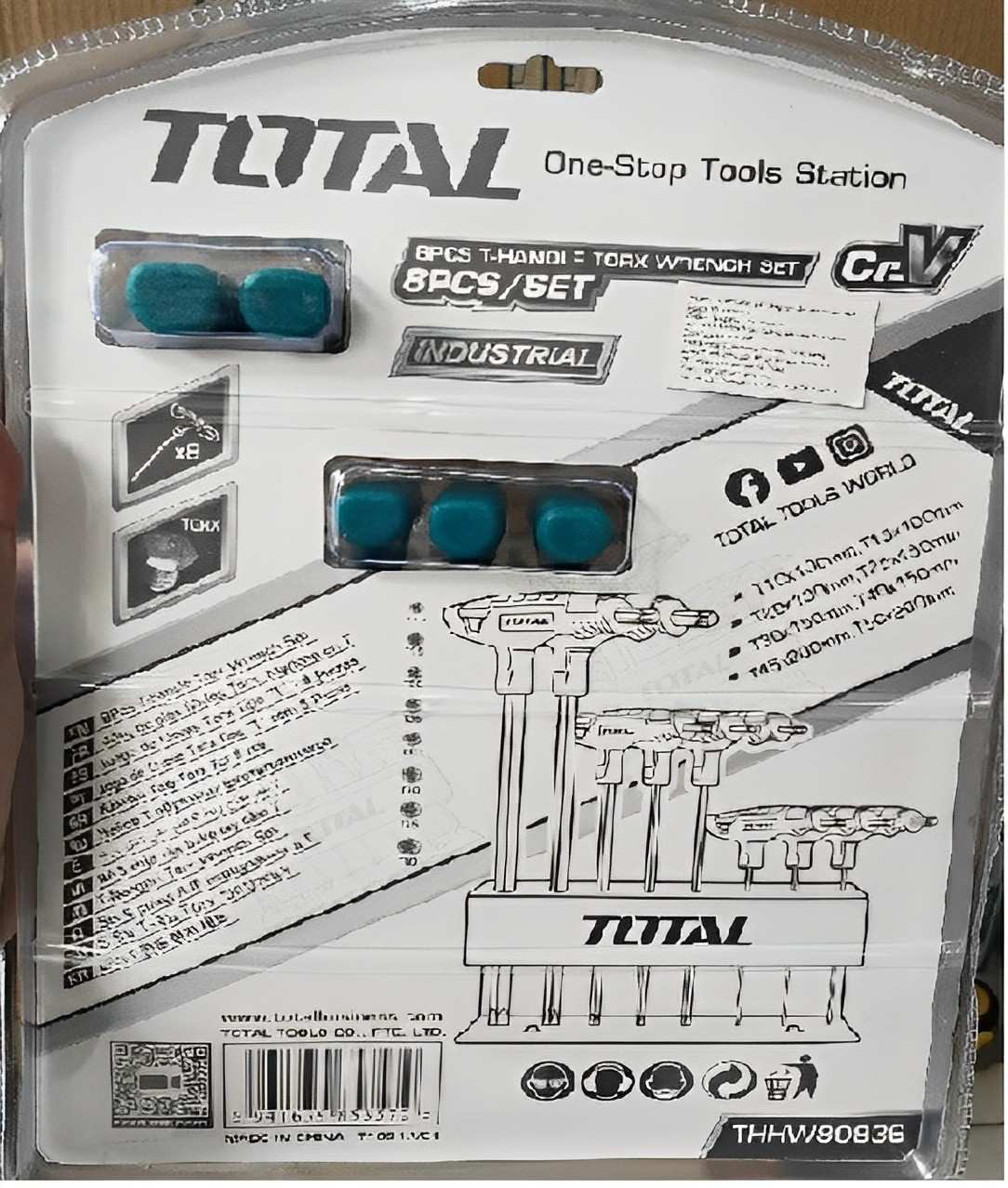 Bộ 8 chìa lục giác bông tay cầm chữ T Total THHW80836