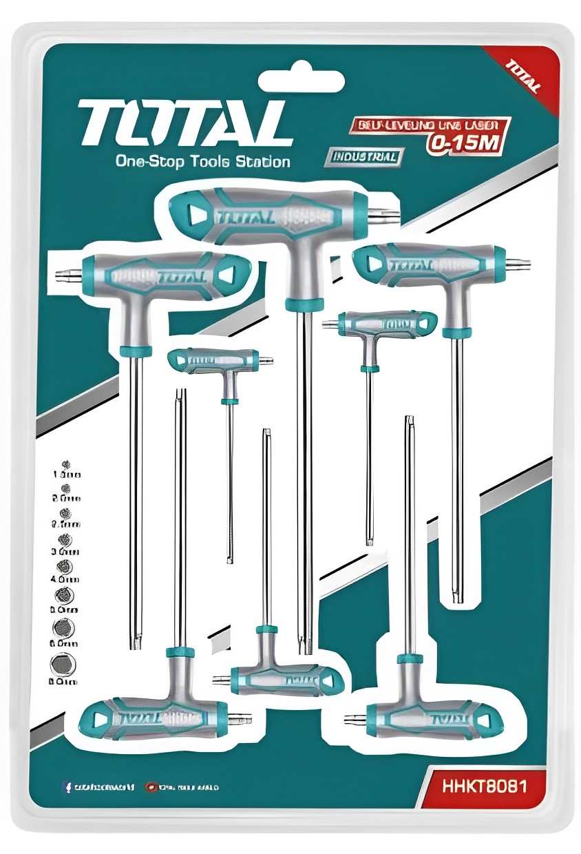 Bộ 8 chìa lục giác bông tay cầm chữ T Total THHW80836