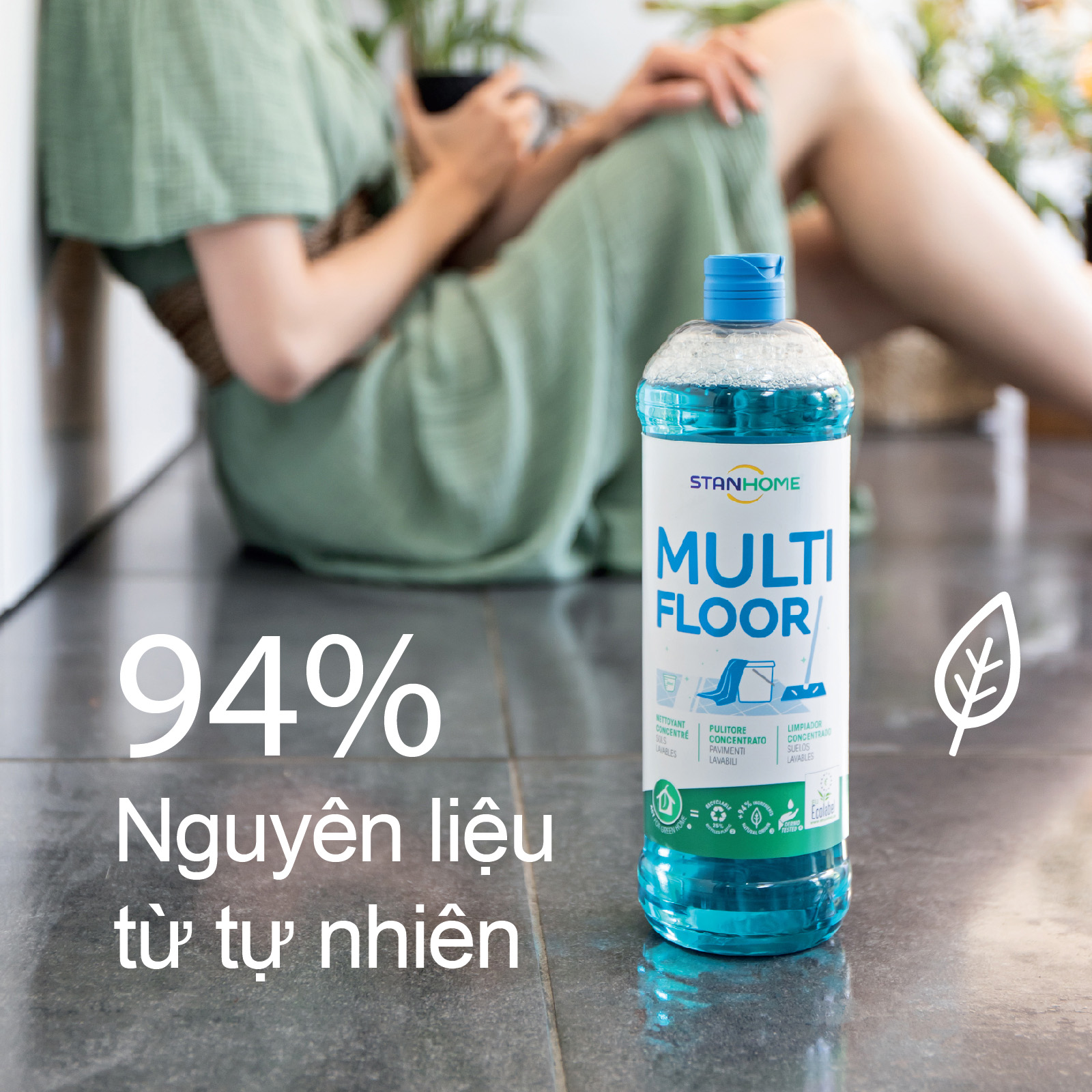 Nước lau sàn hương cam, bưởi, bạc hà Multi Floor Ecolabel 1000ml | Stanhome Homecare