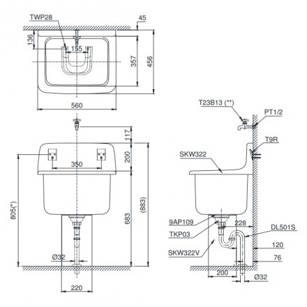 Chậu Giặt Rửa TOTO SK322/SK322F - Showroom Sàn Gạch