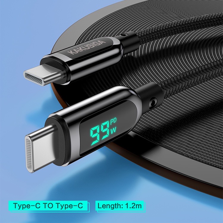 Cáp sạc nhanh 2 đầu Type-C 100w KAKU 599 có LCD dài 1.2m (Type C ra Type C) chính hãng Nam Phụ Kiện