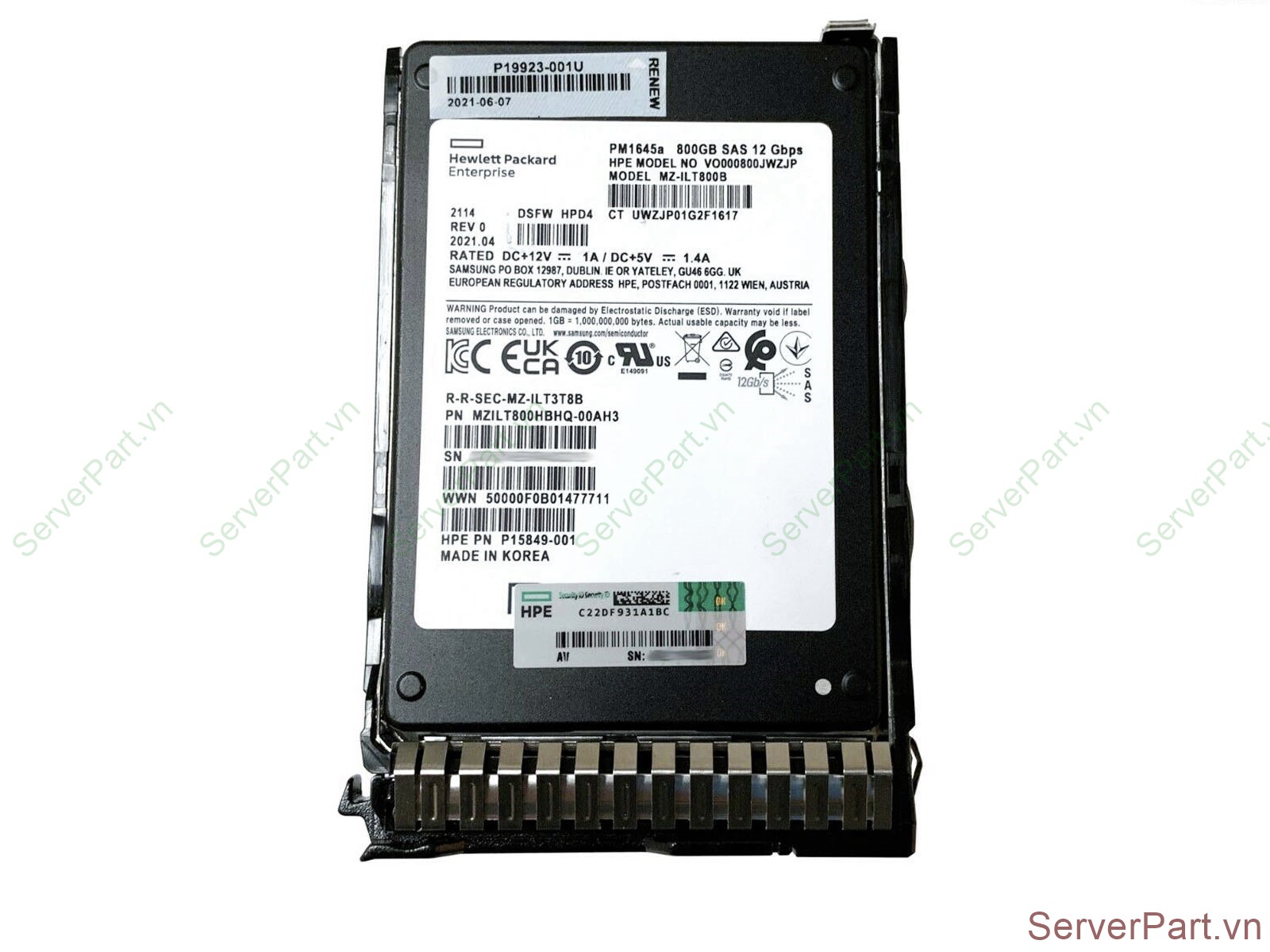 Ổ cứng SSD SAS HP HPE 800GB 2.5" 12G MU SC PM1645a P19913-B21 sp P2083 ...