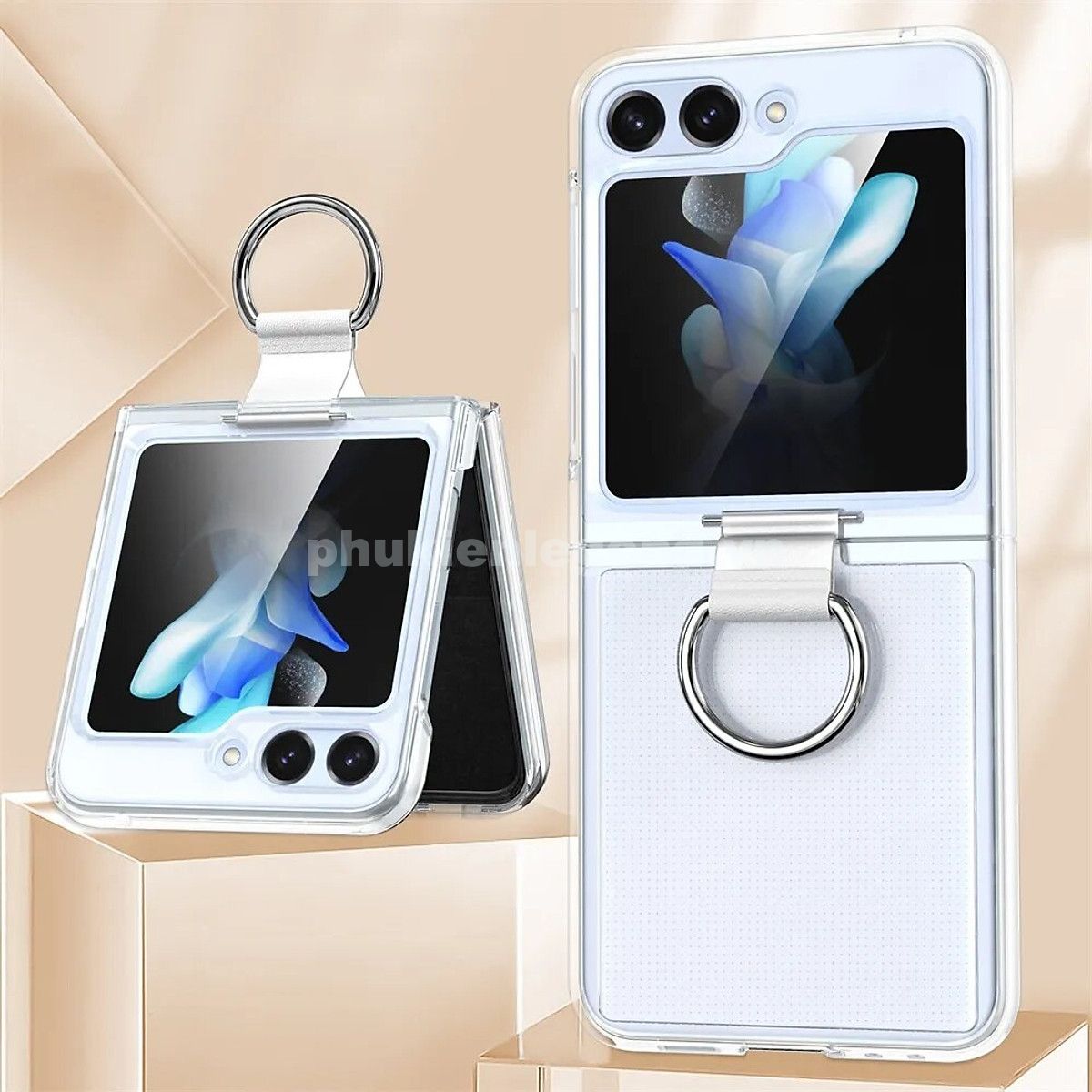 Ốp lưng chống sốc trong suốt kèm iring cho Samsung Galaxy Z Flip 5 hiệu ...