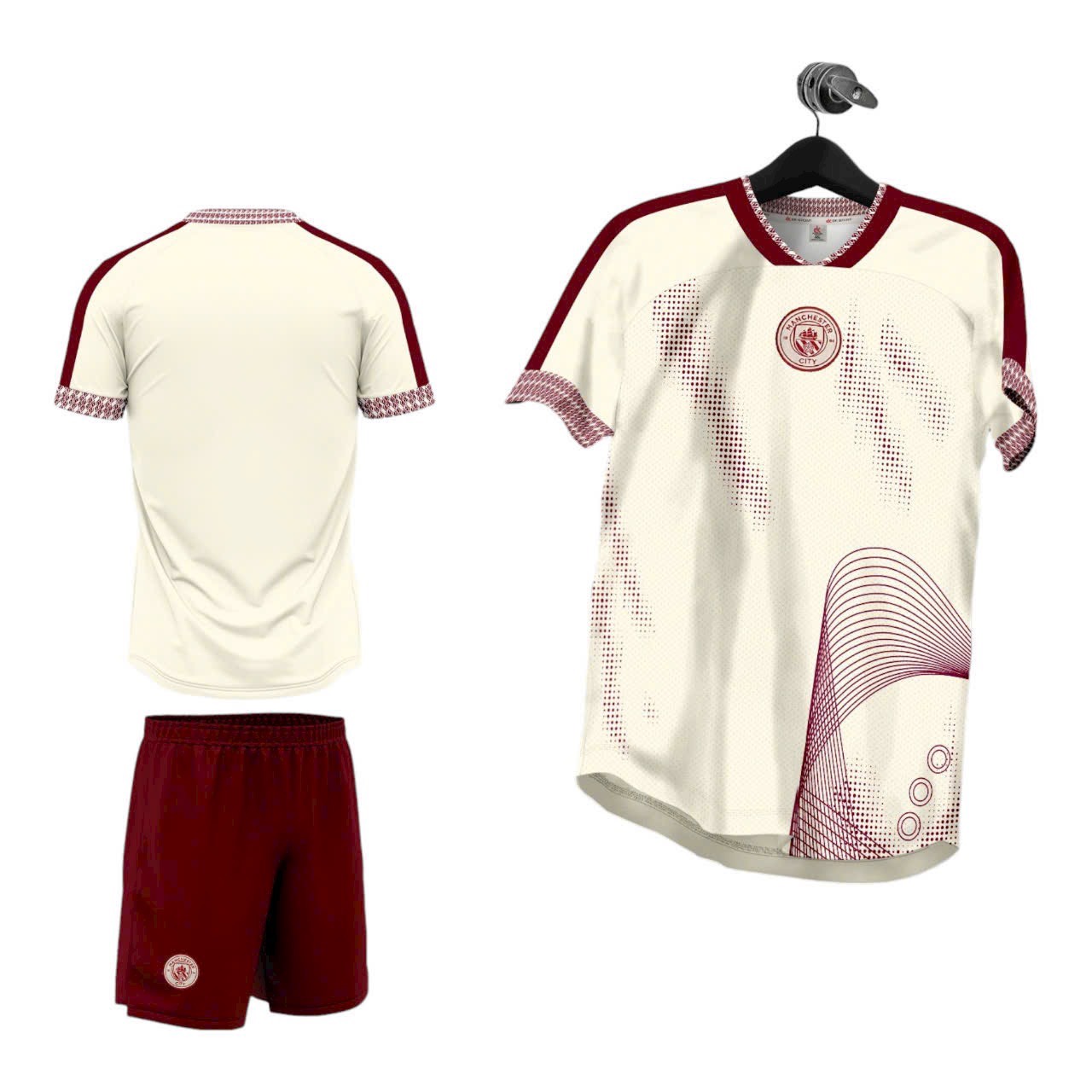 Áo Đá Banh Manchester City Kem Phối Đỏ 24/25 Thể Thao Uni