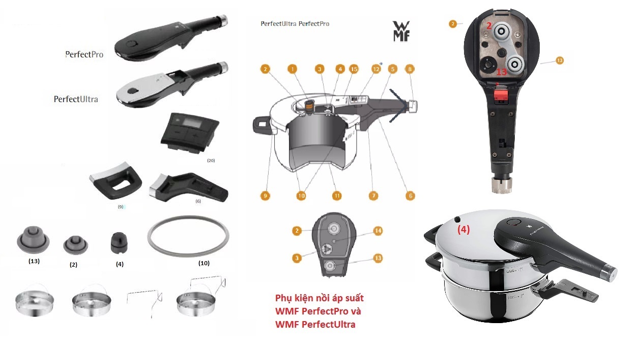 Nút kín cho van chỉ thị áp suất - nồi áp suất WMF (Perfect/Perfect Plus ...