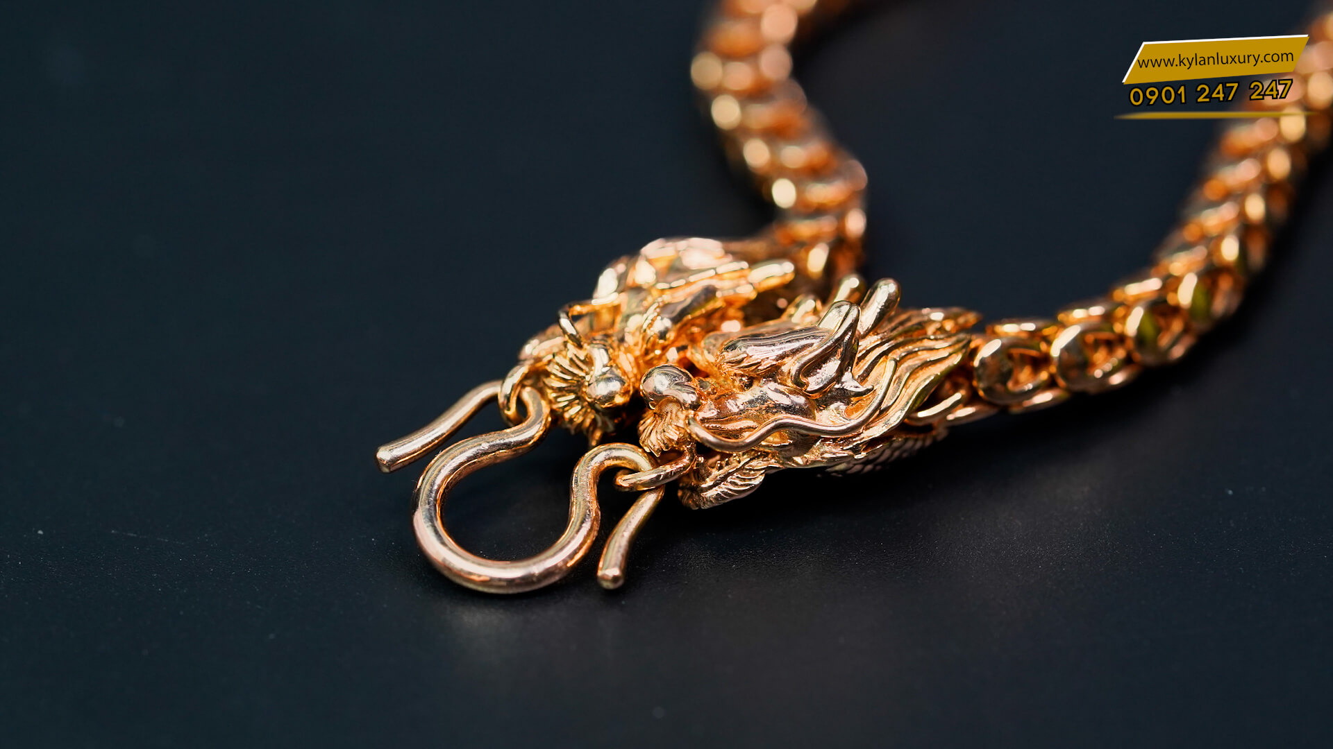 Dây chuyền vàng hồng đầu rồng | Kỳ Lân