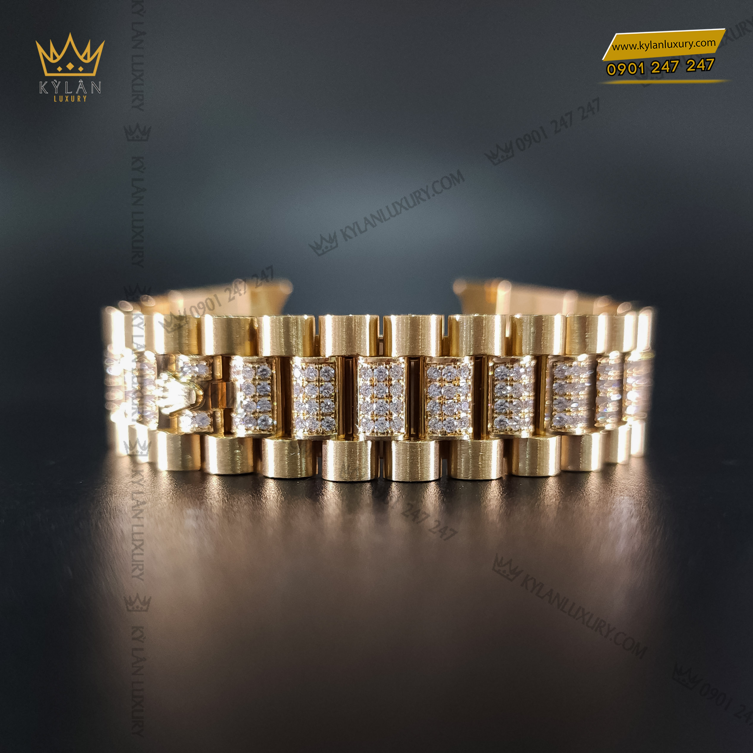 Dây đồng hồ President Rolex đính kim cương | Kỳ Lân
