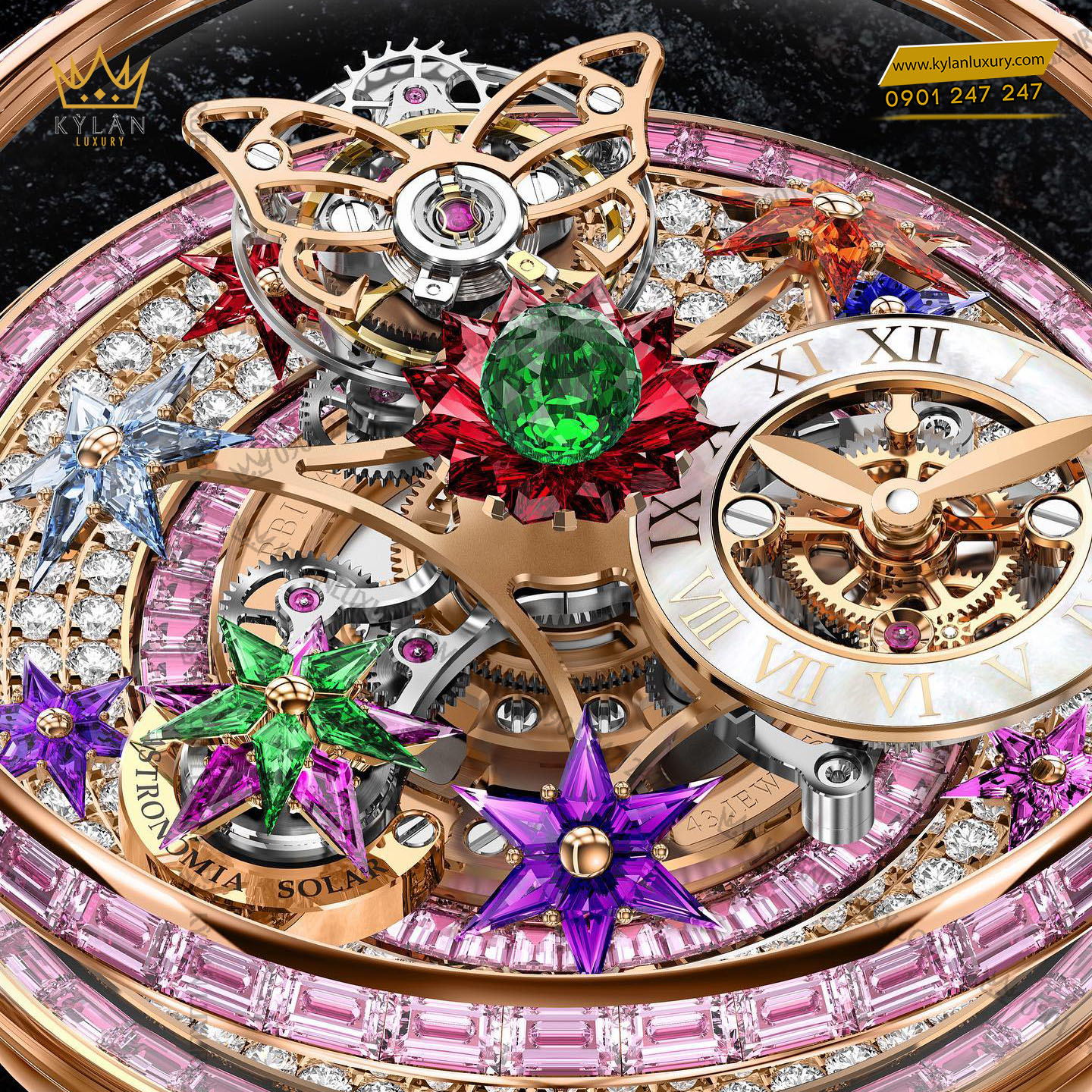 Đồng hồ Jacob & Co Fleurs de Jardin Rainbow Rose Gold | Kỳ Lân Luxury