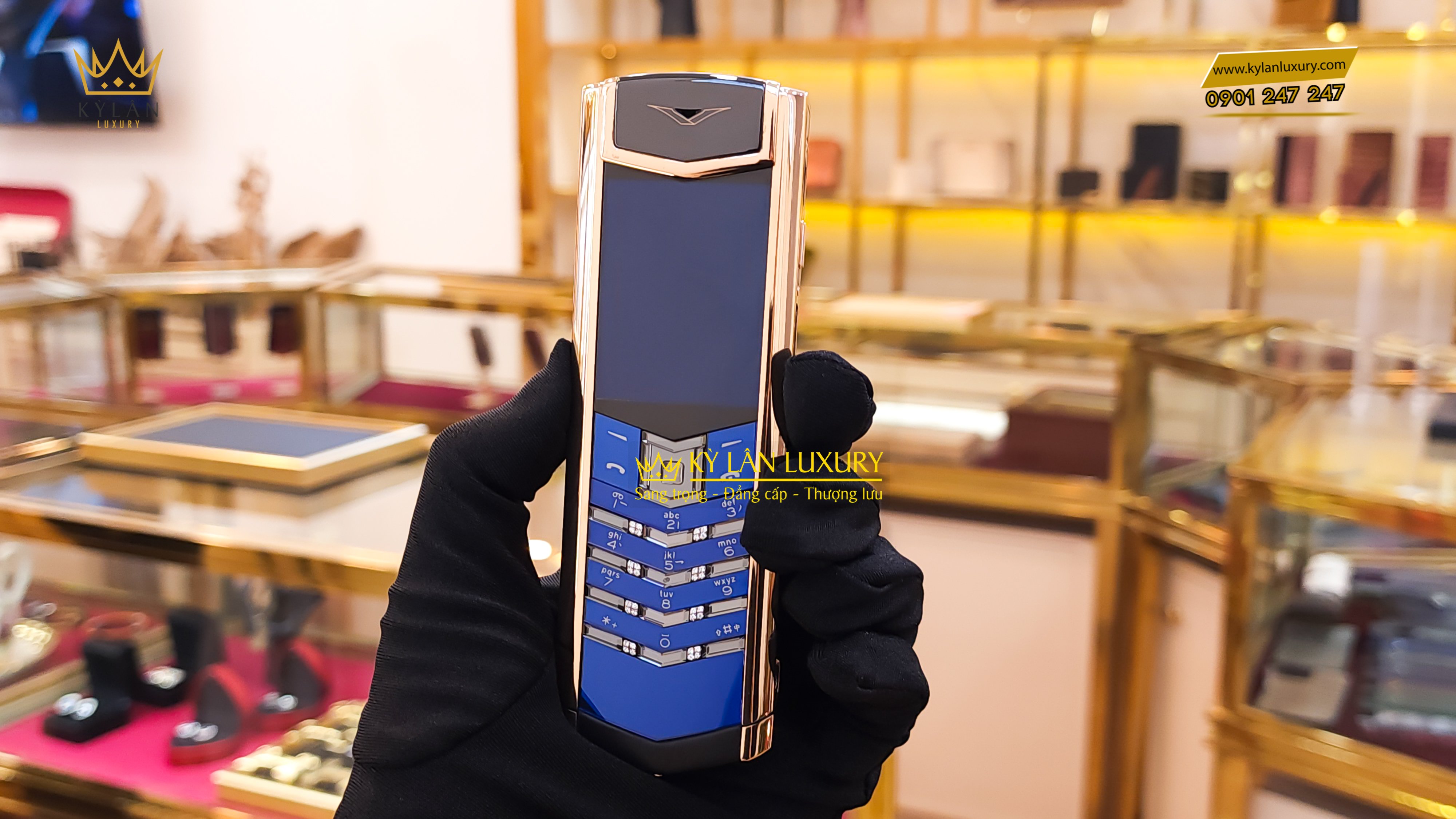 Vertu Signature S Gold Sapphire Diamond | Kỳ Lân Luxury