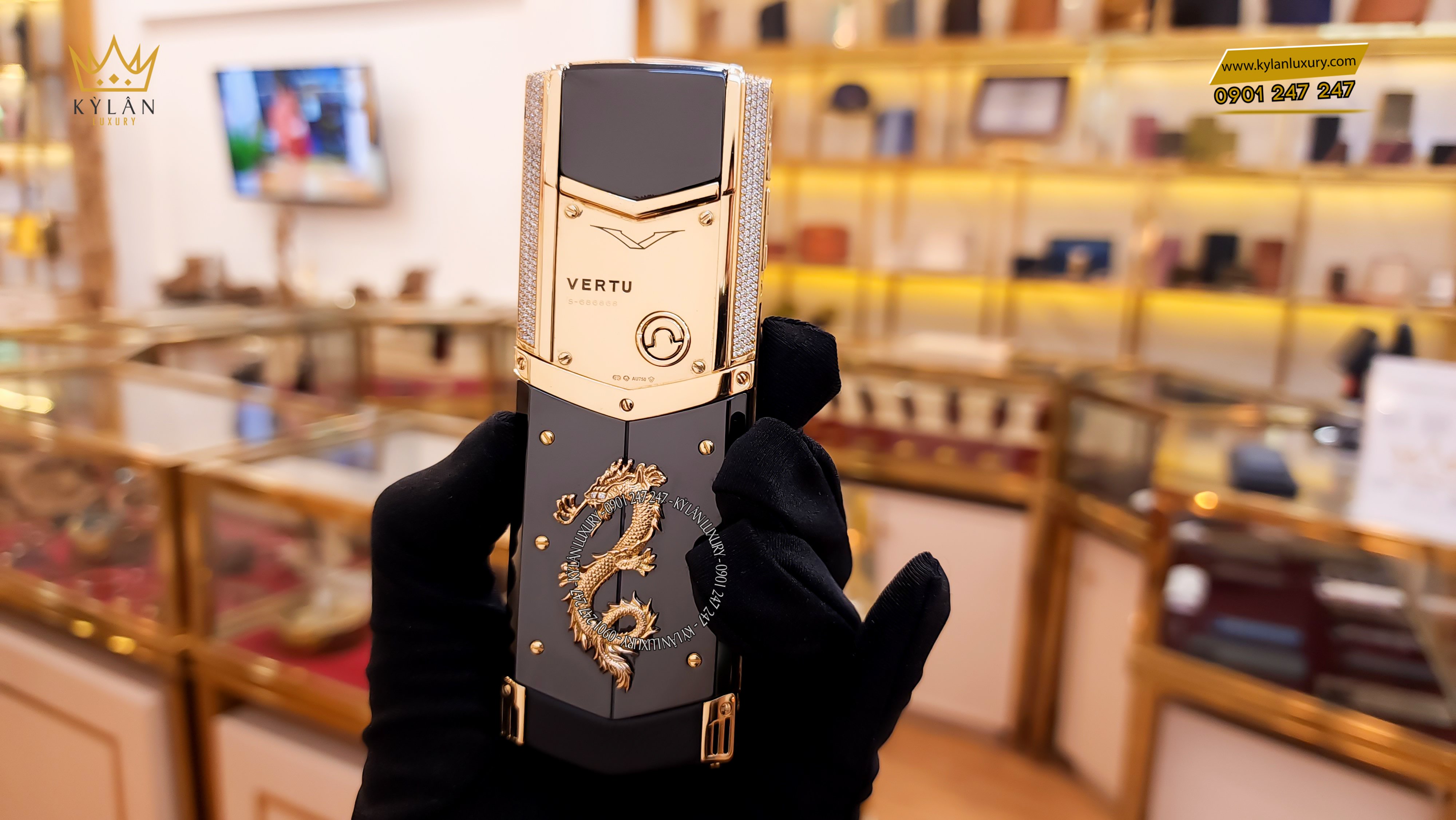 VERTU SIGNATURE S GOLD FULL DIAMOND DRAGON | Kỳ Lân Luxury