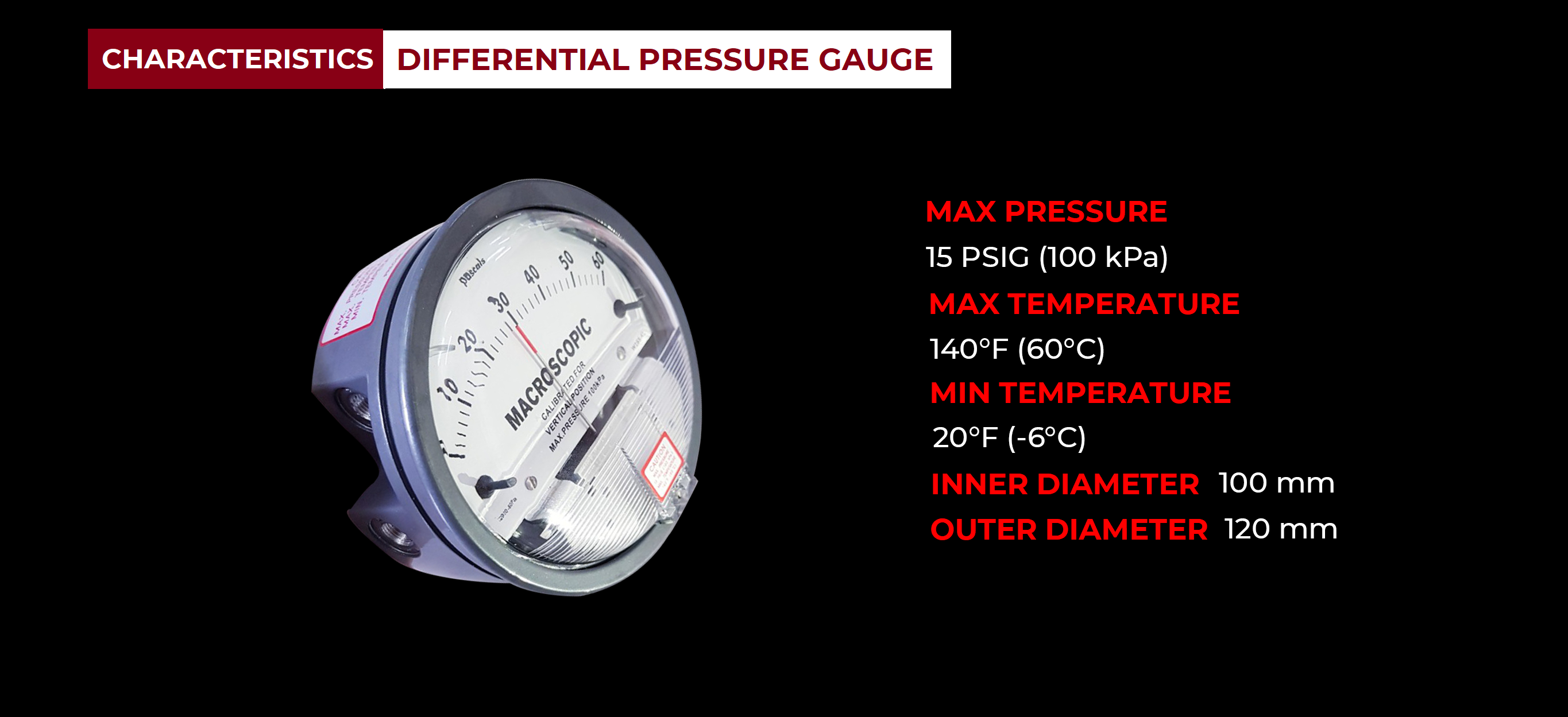 Clean Room Differential Pressure Gauge 0 – 60 Pa