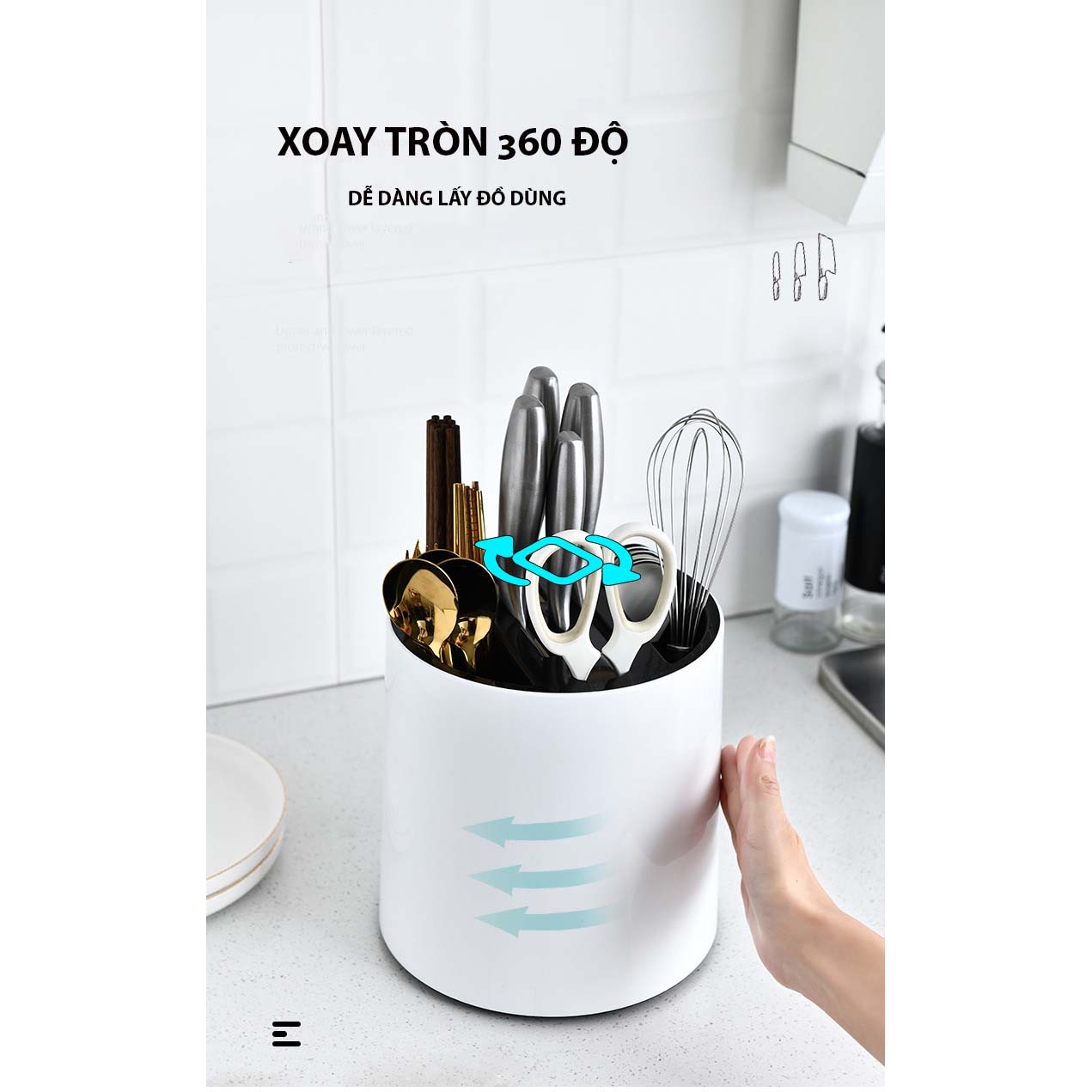 Ống căm đũa, thìa, dao xoay tròn. Tiện ích Xanh