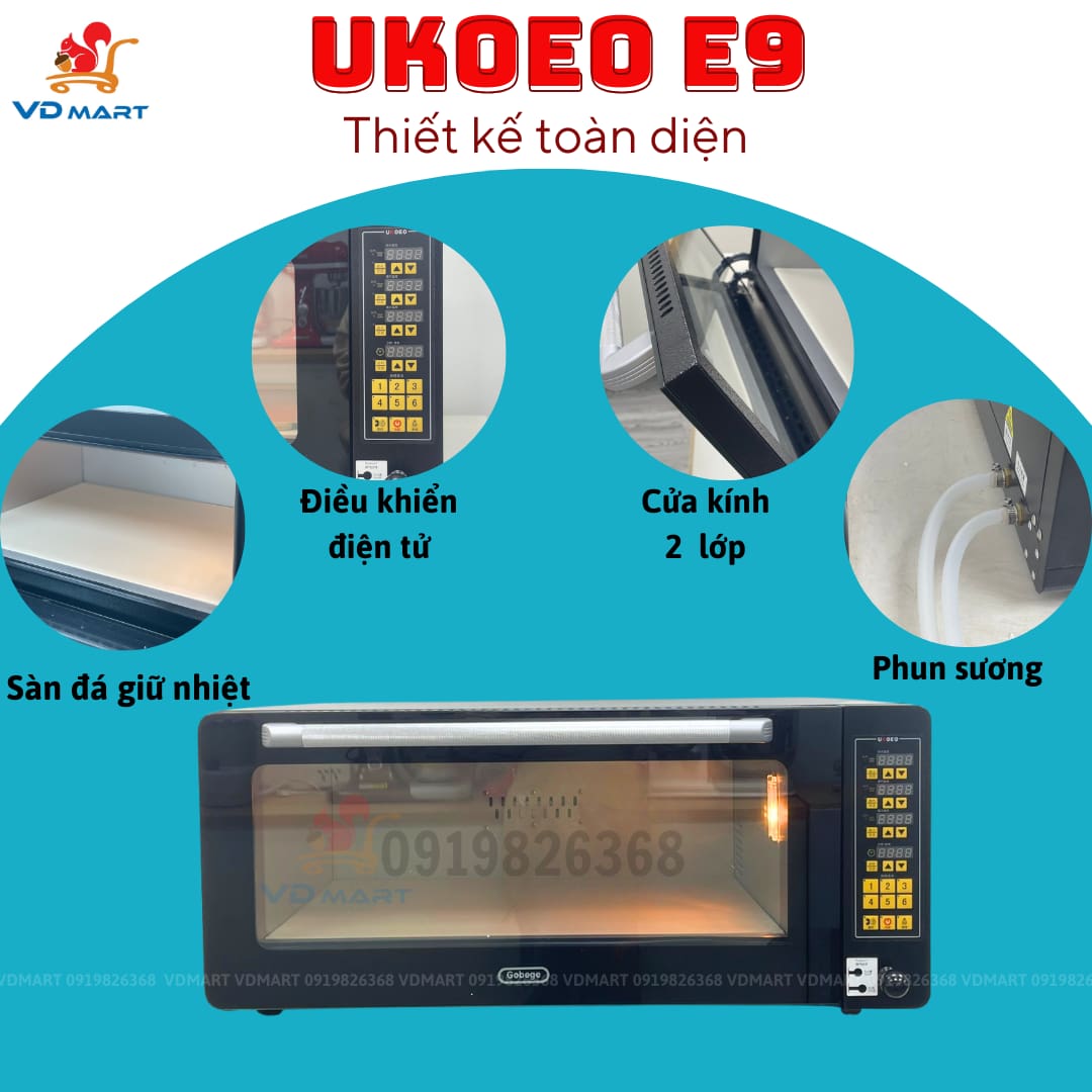 Lò nướng Ukoeo sàn đá điện tử E9 thông minh có phun sương