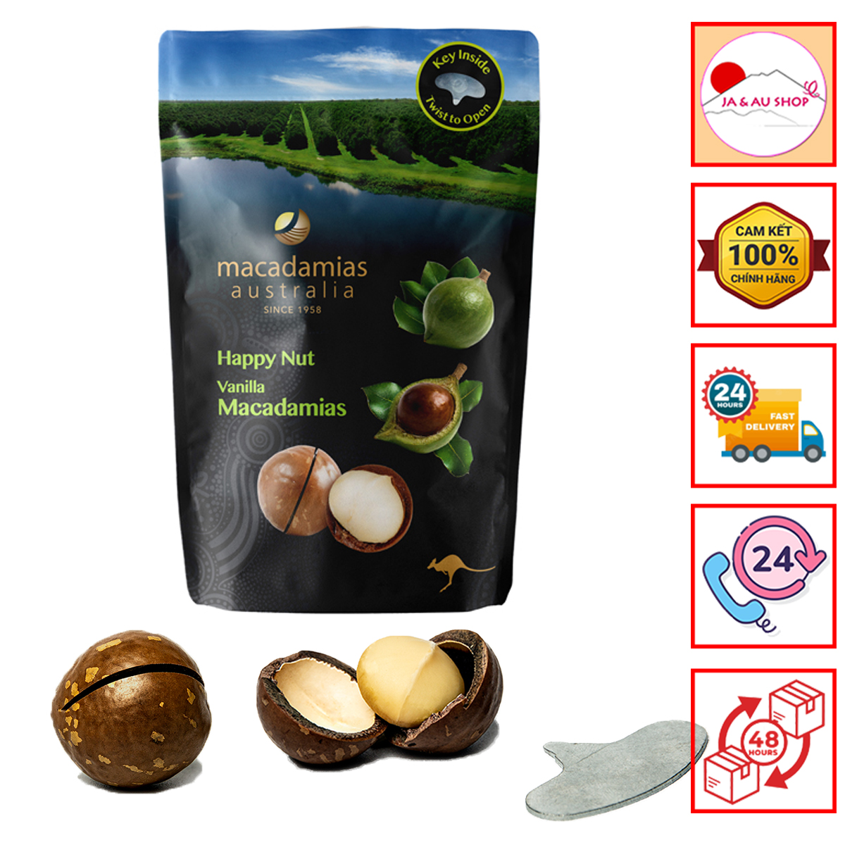 Hạt Macca Happy Nut Vanilla Úc 225g – HÀNG NHẬT ÚC NỘI ĐỊA