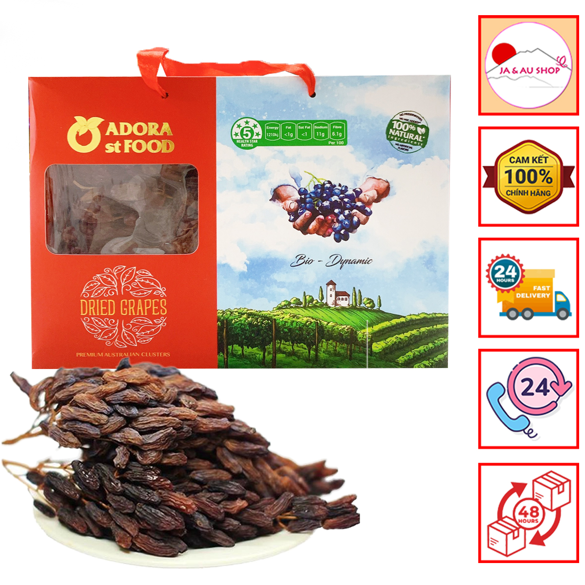 Nho khô nguyên cành Dried Grapes Adora Crimson Úc Hộp 1kg – HÀNG NHẬT ...