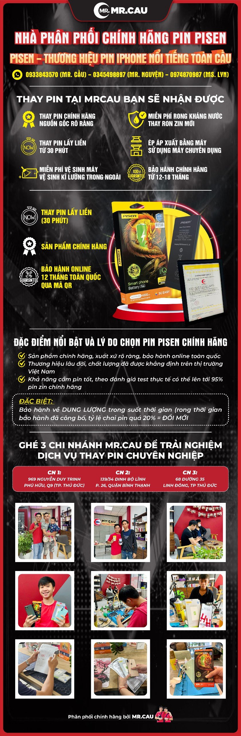 Thay Pin Pisen cho iPhone Lấy Liền Cam Kết Đủ Dung Lượng BH 12 tháng! | MR CAU