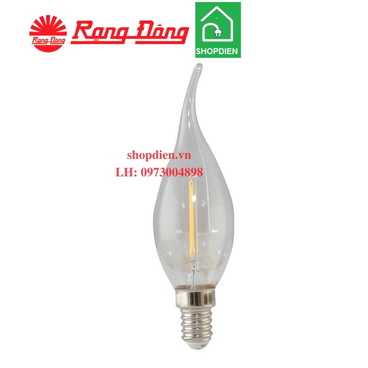 Bóng nến dây tóc LED bulb 2,5W Rạng Đông LED DT C35/2.5W E14 đui xoáy ...