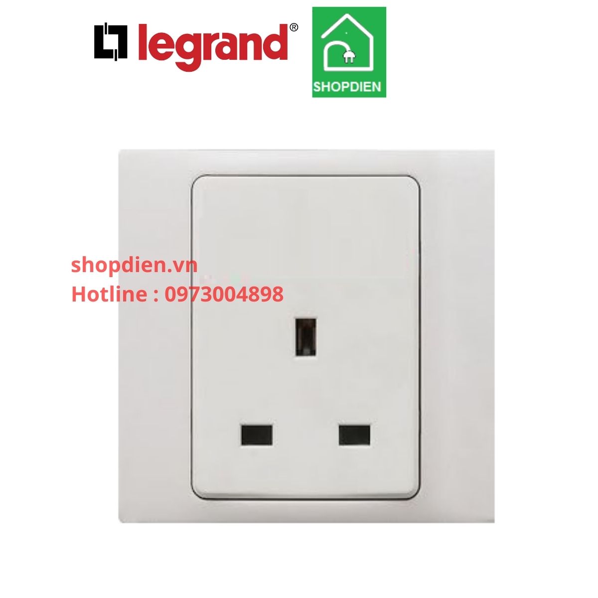 Ổ cắm đôi 3 chấu vuông chuẩn Anh British 13A Mallia Legrand màu trắng ...