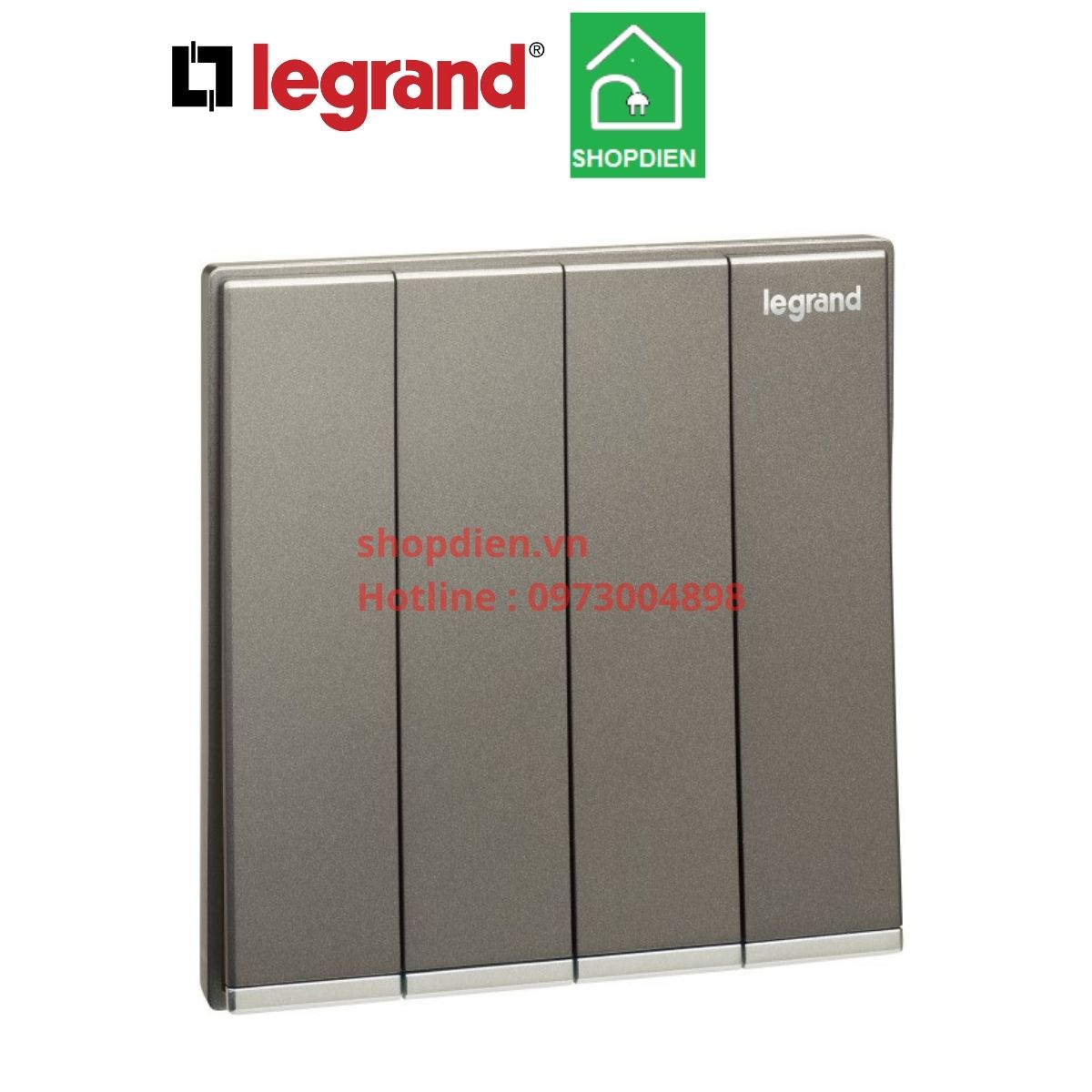282406-C3 Legrand Galion Công tắc bốn 1 chiều màu xám bạc Dark Silver ...