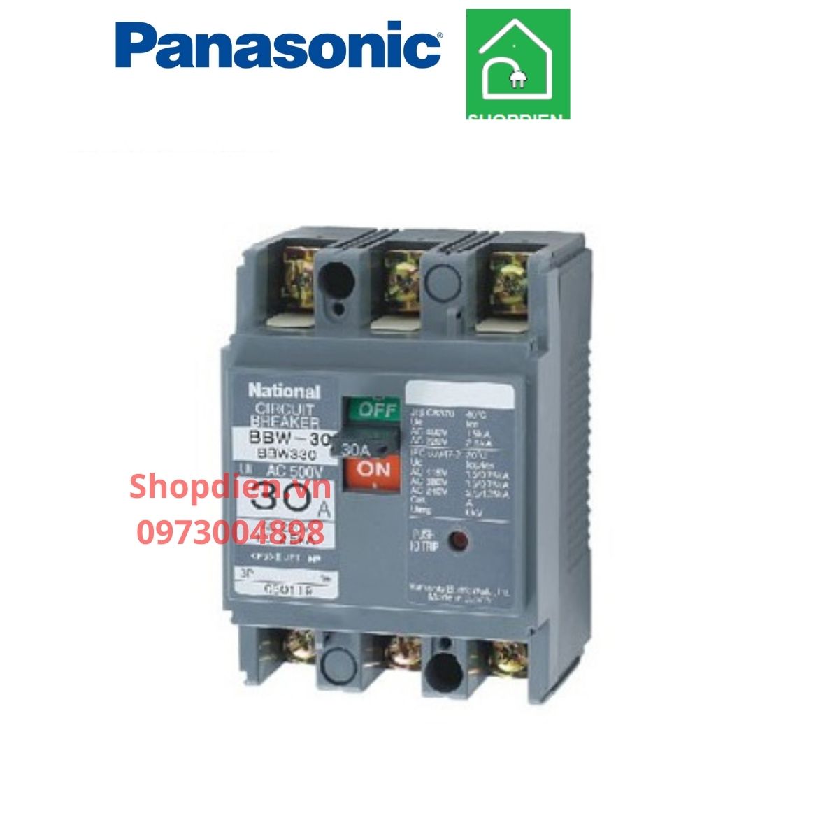 BBW320Y Panasonic MCCB 3P 20A 1.5kA Aptomat cầu dao tự động CÔNG TY TNHH THƯƠNG MẠI VÀ KỸ THUẬT ...