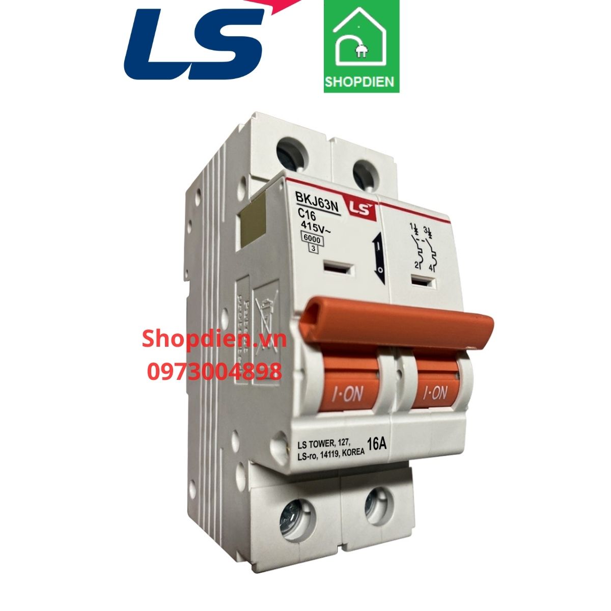 BKJ63N LS MCB 2P 16A 6KA Aptomat Cầu dao tự động CÔNG TY TNHH THƯƠNG MẠI VÀ KỸ THUẬT VIỆT MỸ