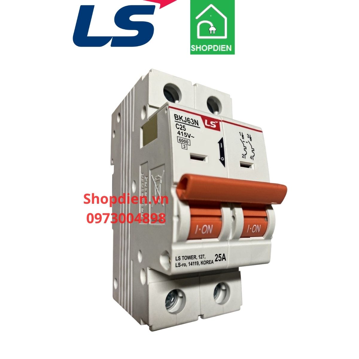 BKJ63N LS MCB 2P 25A 6KA Aptomat Cầu dao tự động CÔNG TY TNHH THƯƠNG MẠI VÀ KỸ THUẬT VIỆT MỸ