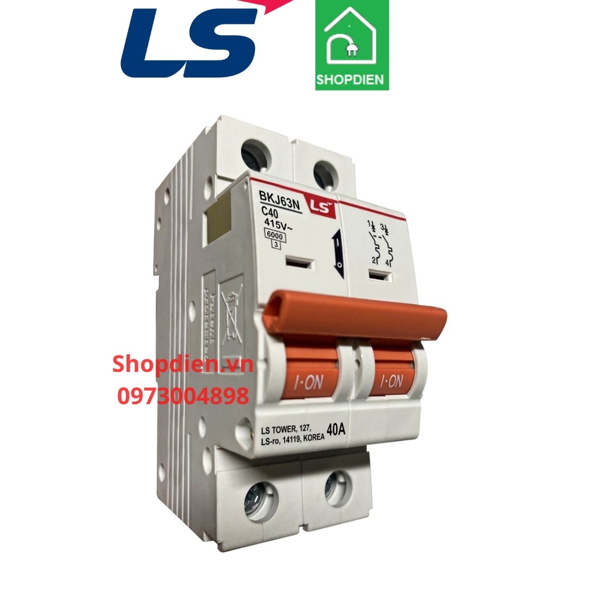 BKJ63N LS MCB 2P 40A 6KA Aptomat Cầu dao tự động CÔNG TY TNHH THƯƠNG MẠI VÀ KỸ THUẬT VIỆT MỸ