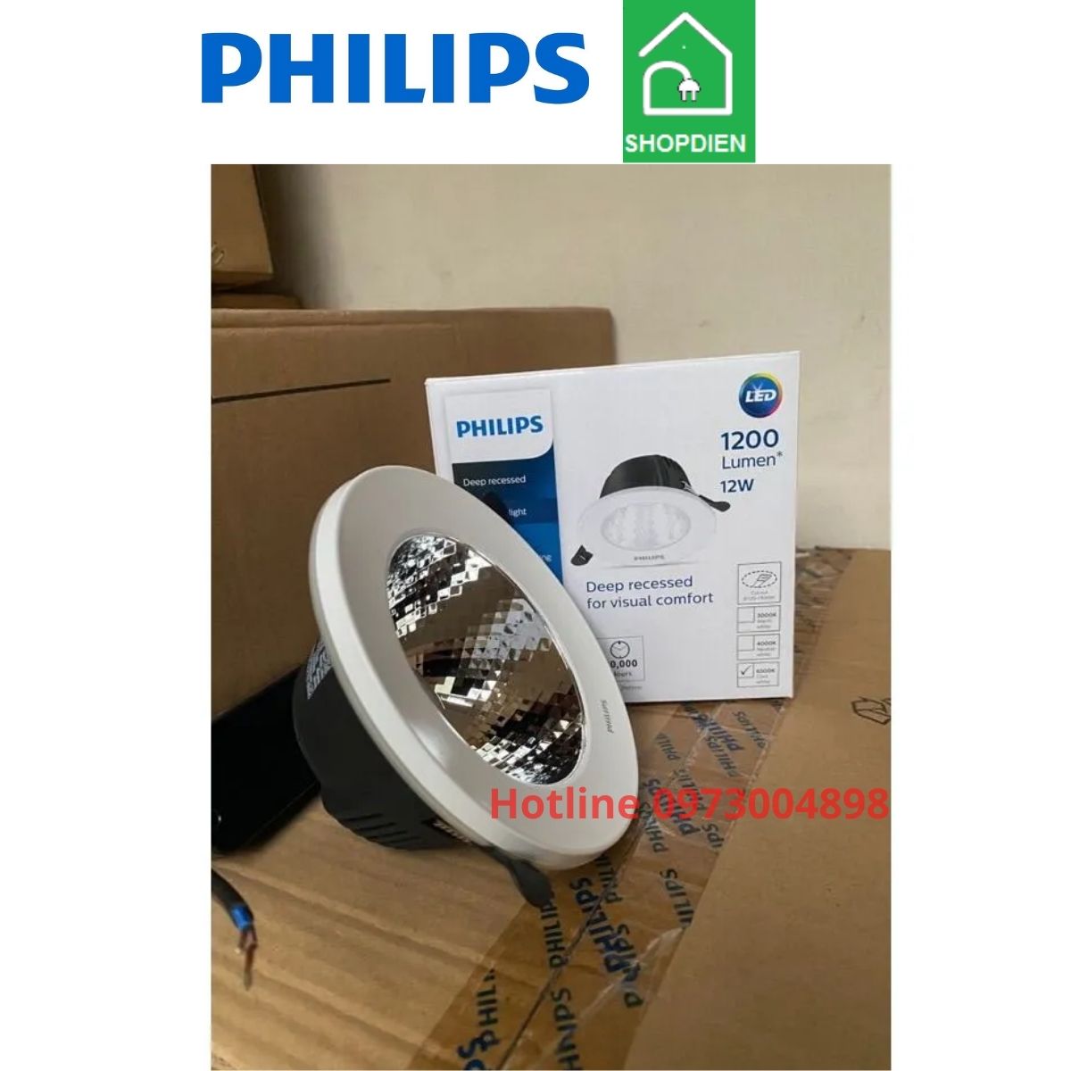 Đèn downlight âm trần chóa sâu 12W D125 DN035B Philips DN035B LED12/WW ...