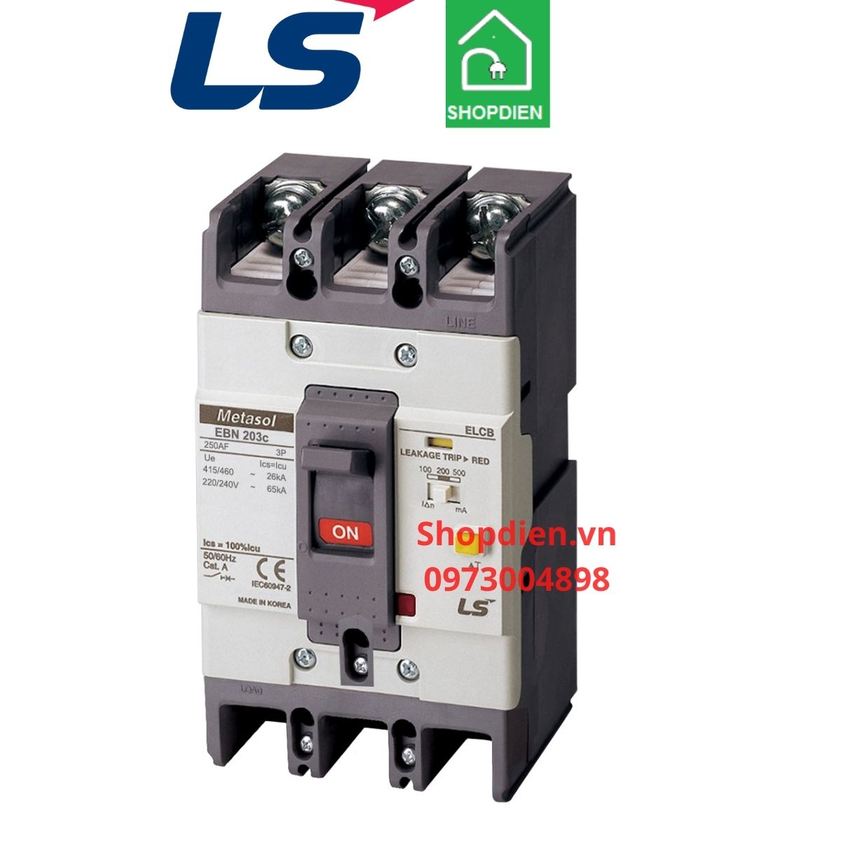 EBN203C LS ELCB 3P 200A 30mA Aptomat chống rò chống giật điện CÔNG TY TNHH THƯƠNG MẠI VÀ KỸ ...