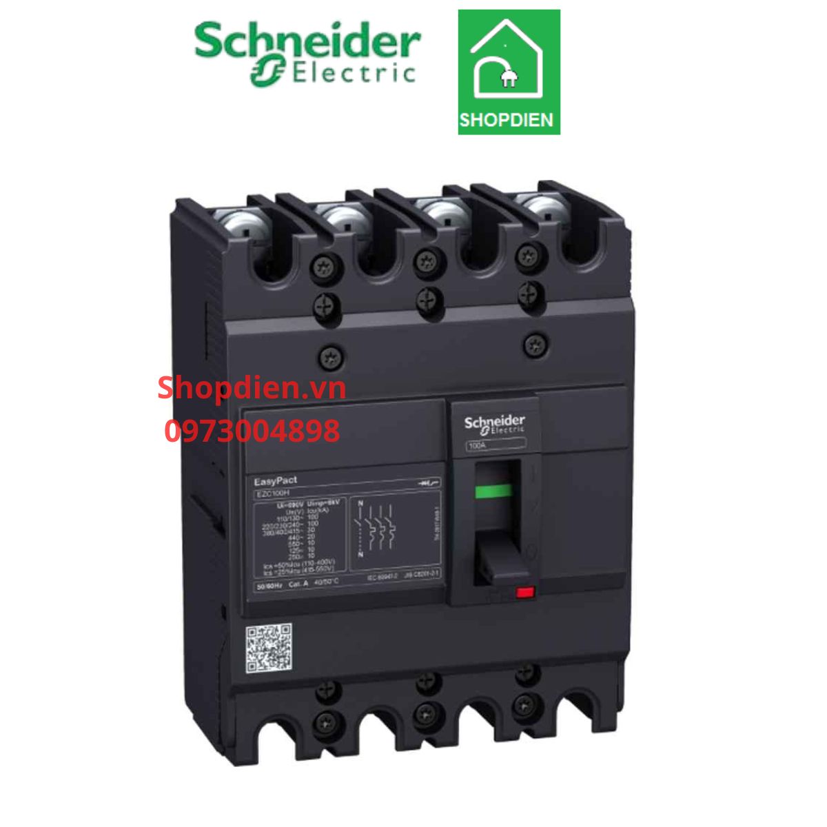 EZC400H4350N Schneider MCCB 4P 350A 50KA EZC400H Easypact Aptomat Cầu ...