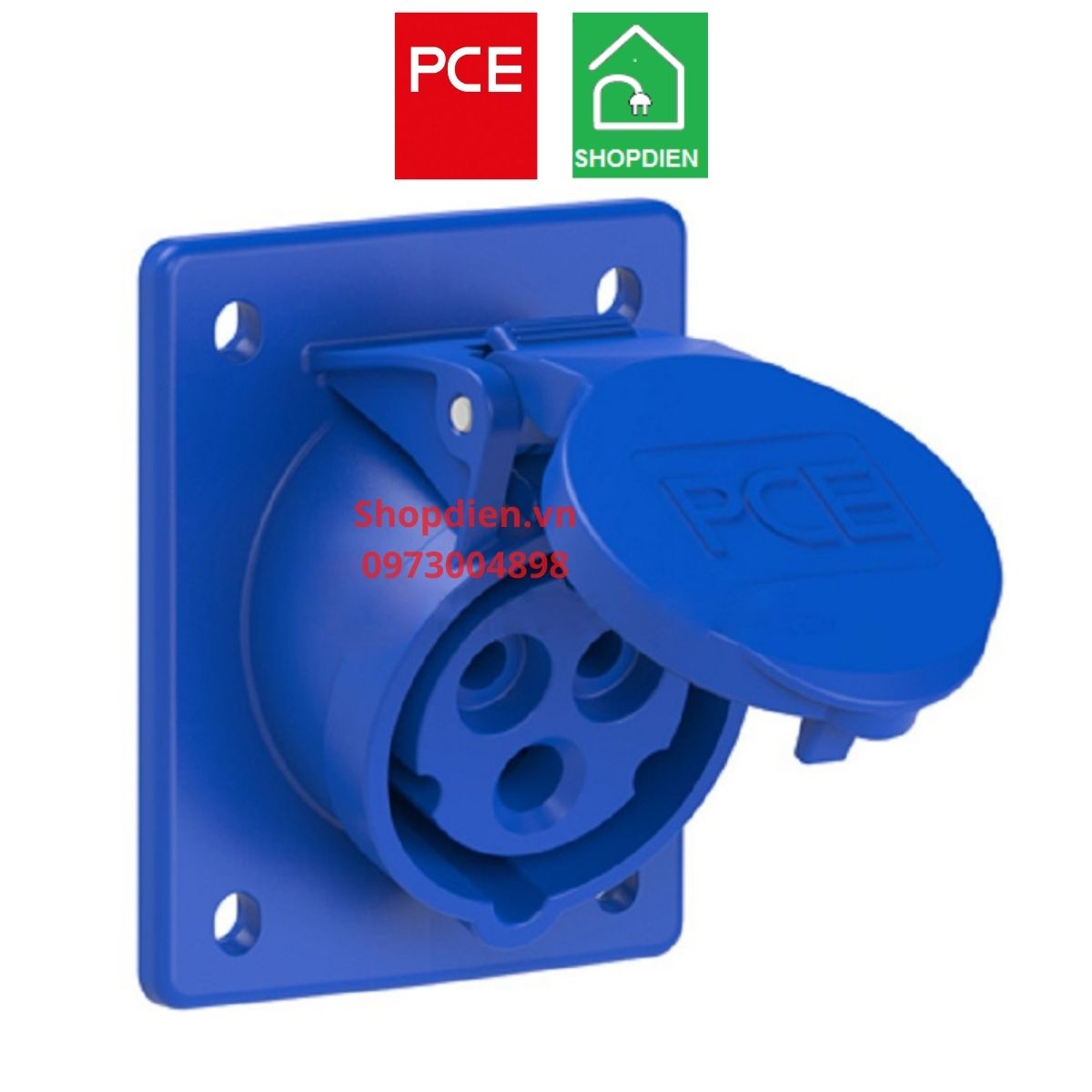 F423-6 PCE Ổ cắm công nghiệp loại âm dạng nghiêng 3P 32A IP44 (2P+E ...