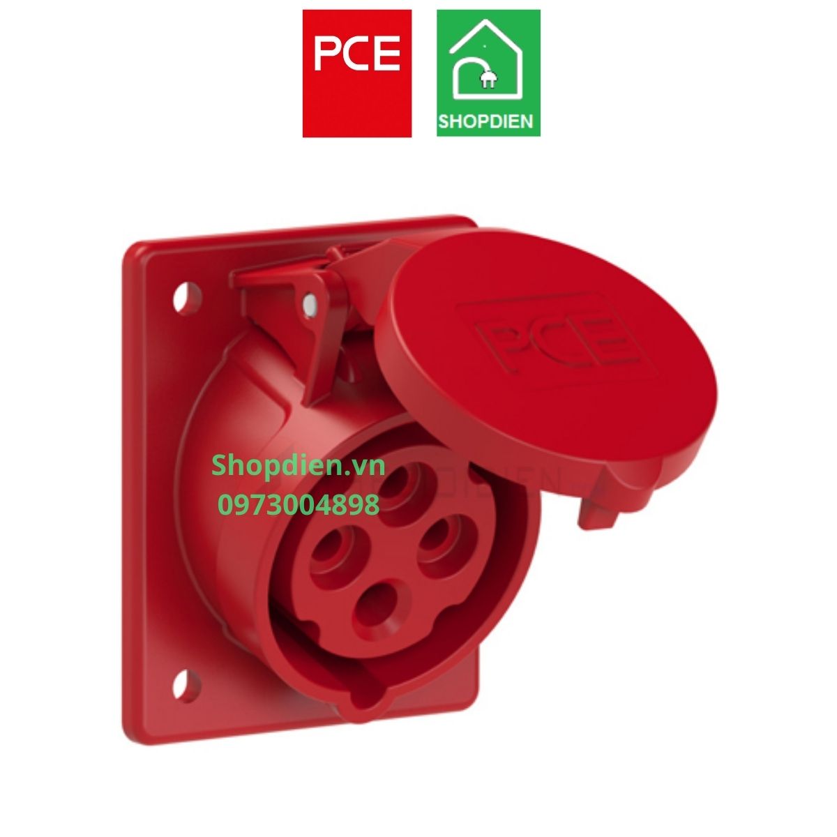 F424-6 PcE Ổ cắm công nghiệp loại âm dạng nghiêng 4P 32A IP44 (3P+E ...