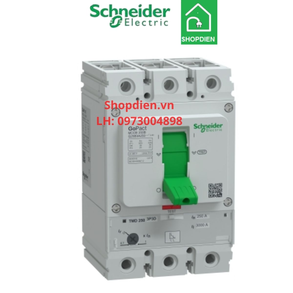 G25B3A250 Schneider MCCB 3P 250A 25kA Gopact 250B Aptomat Cầu dao tự ...