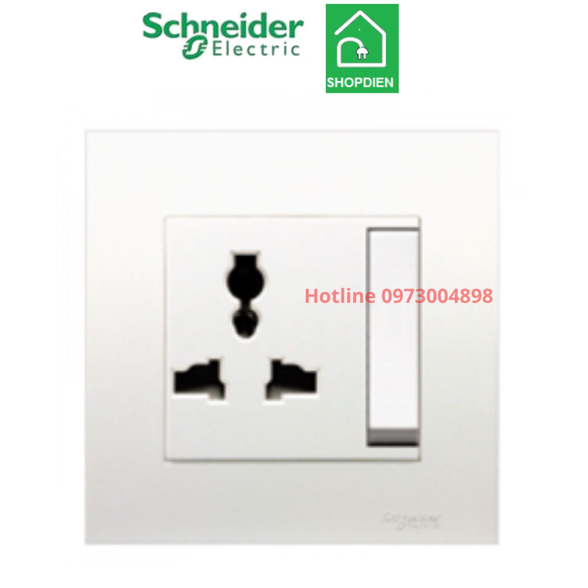 KB113LS_WE_G19 Schneider Ổ cắm đơn 3 chấu đa năng có công tắc Vivace ...
