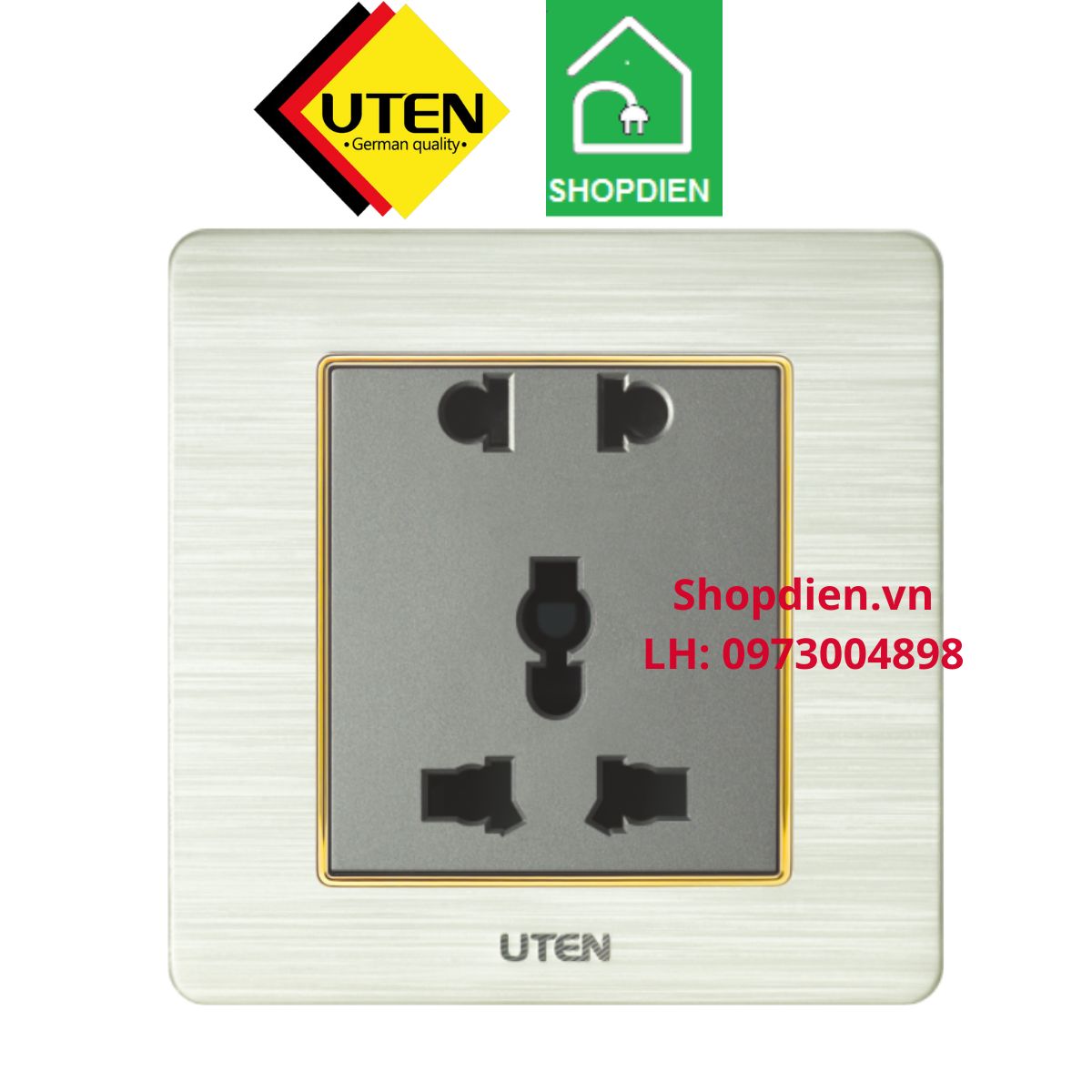 Ổ cắm đôi 3 chấu đa năng duplex 3 pole socket V6 UTEN V6.0GZ12Z13/N ...
