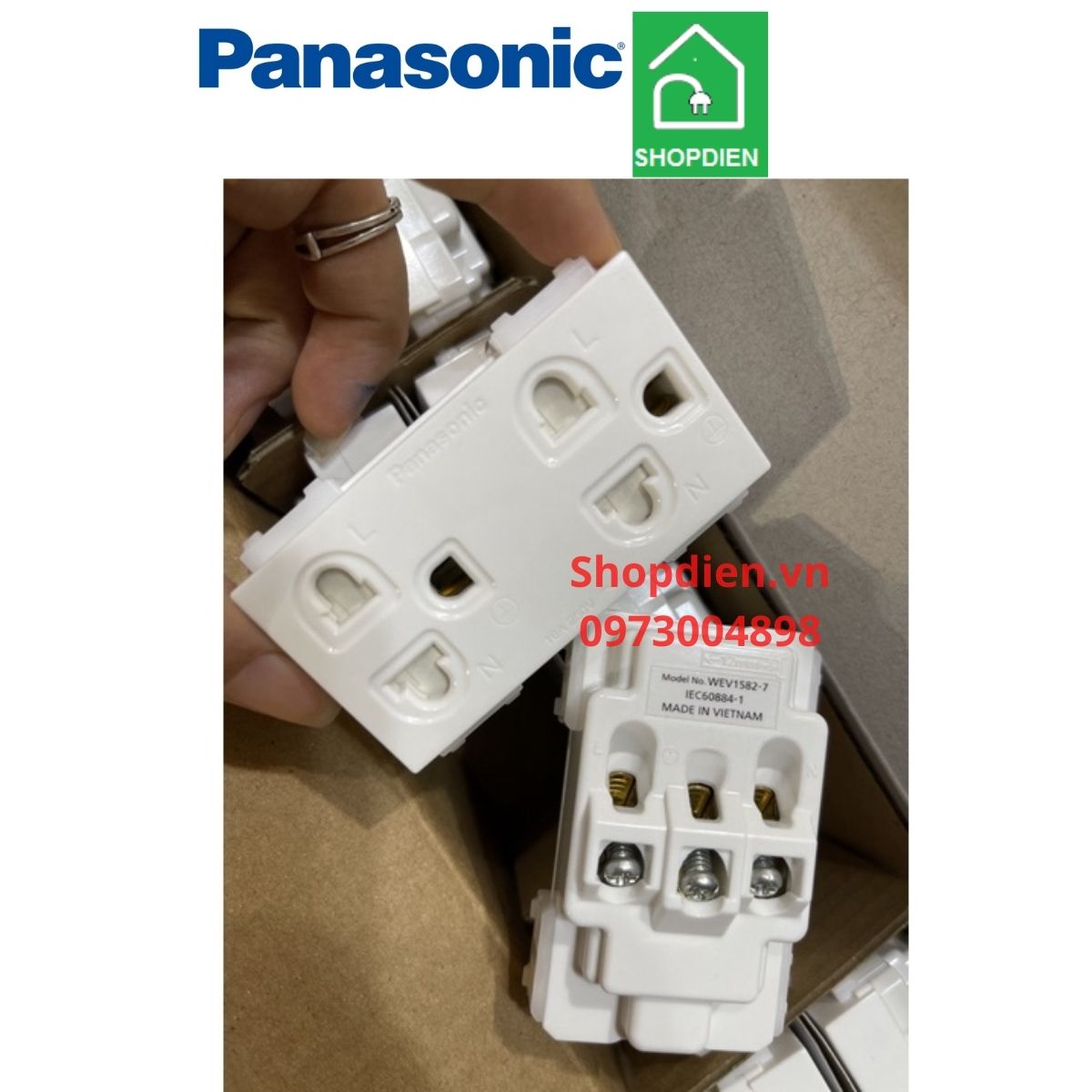 WEV1582-7sw Panasonic Ổ cắm đôi 3 chấu 16A Wide Series WEV1582SW CÔNG ...