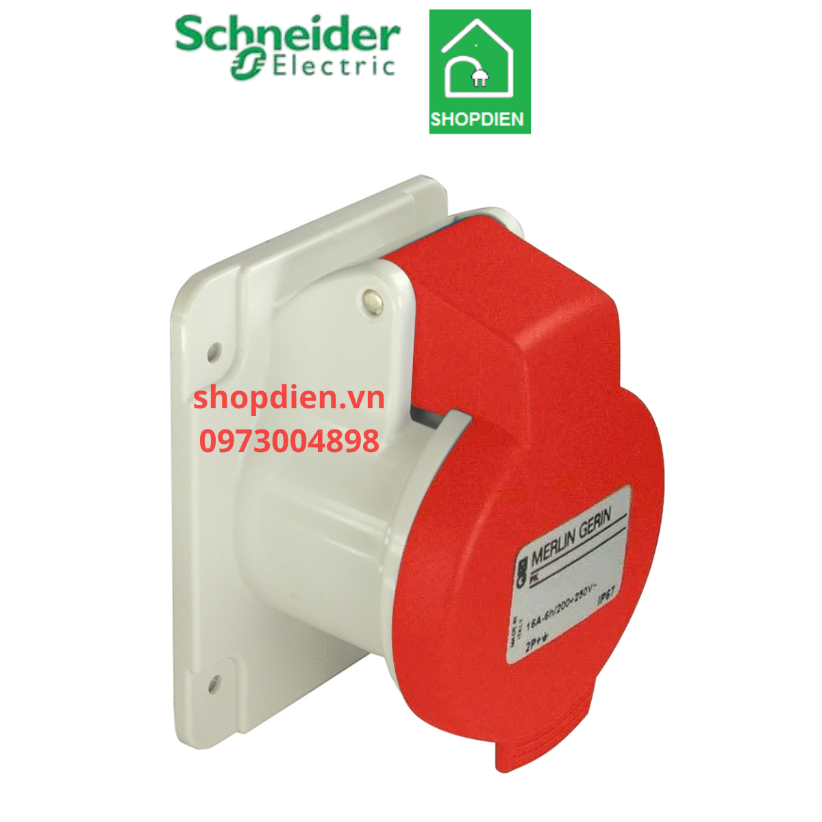 PKF32G434 Schneider Ổ cắm công nghiệp 4P 32A IP44 loại âm dạng thẳng 3P ...