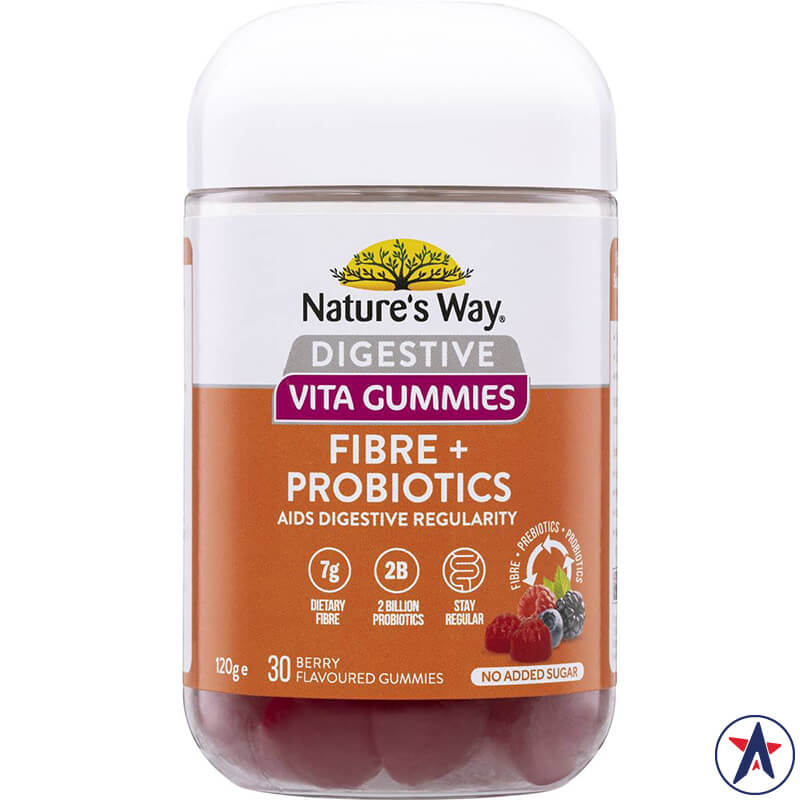 Kẹo tiêu hóa Nature's Way Fibre + Probiotics Digestive Berry 30 viên