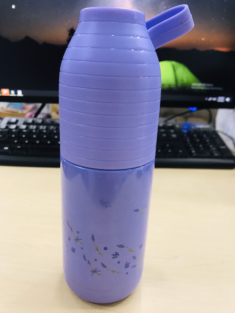 Bình nước cách nhiệt TÍM - Sweet heart Nhà sách Hồng Bách