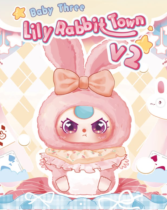 Baby Three Lily Rabbit Town V2 Series Vinyl Face Plush Blind Boxes 6pcs ...