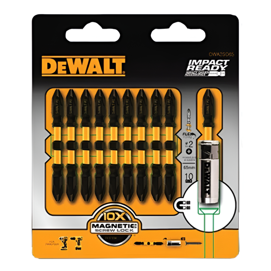 Bộ 10 mũi bắn vít 4 cạnh, Ph2 65MM có nam châm trợ lực Dewalt DWA2SD65