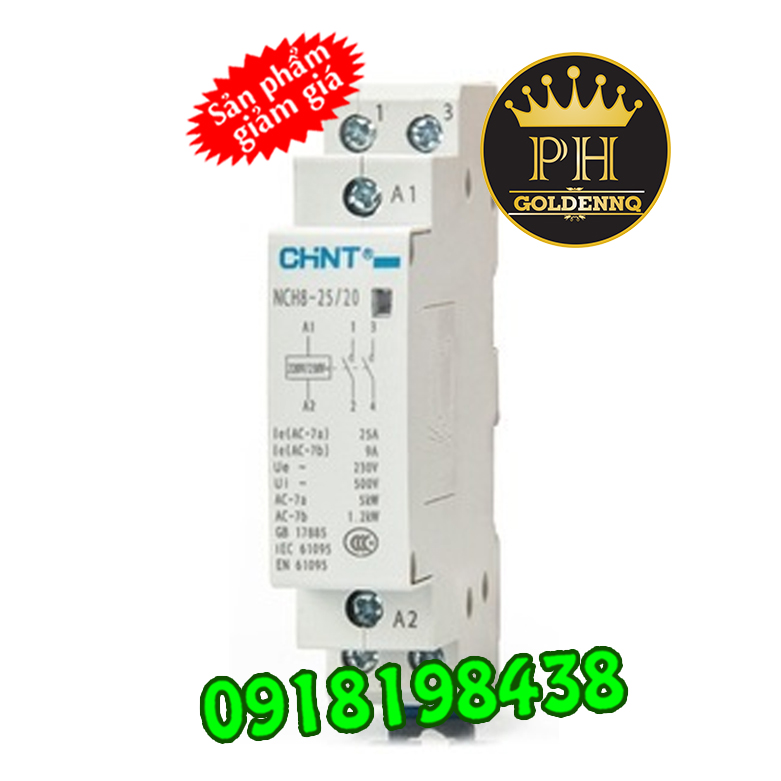 Khởi động từ 1 Pha Chint NCH8-25/20 25A 2NO 1P | Công Ty TNHH Tổng Hợp Quốc Tế Golden NQ