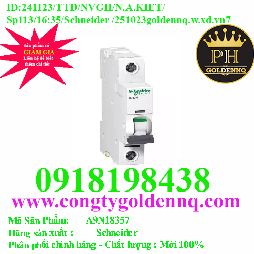 MCB C120N Schneider 1P, 10kA, 230v, C Curve 80A-125A | Công Ty Quốc Tế Golden NQ