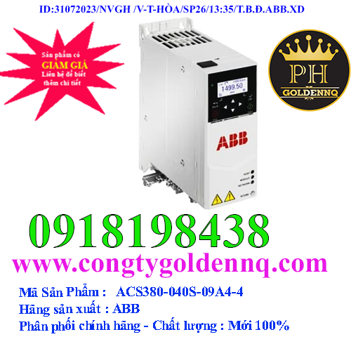 Biến tần ABB ACS380-040S-09A4-4 4kW (5HP) 3 Pha 380V | Công Ty TNHH Tổng Hợp Quốc Tế Golden NQ