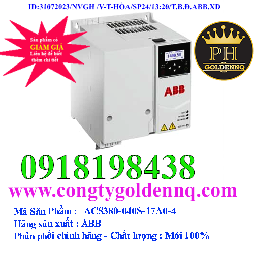 Biến tần ABB ACS380-040S-17A0-4 7.5kW (10HP) 3 Pha 380V | Công Ty TNHH Tổng Hợp Quốc Tế Golden NQ